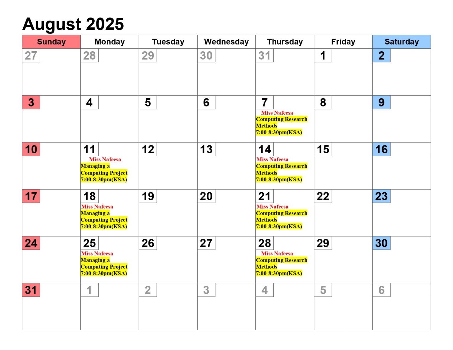 Timetable for Level 5 Computing – HN International Edu